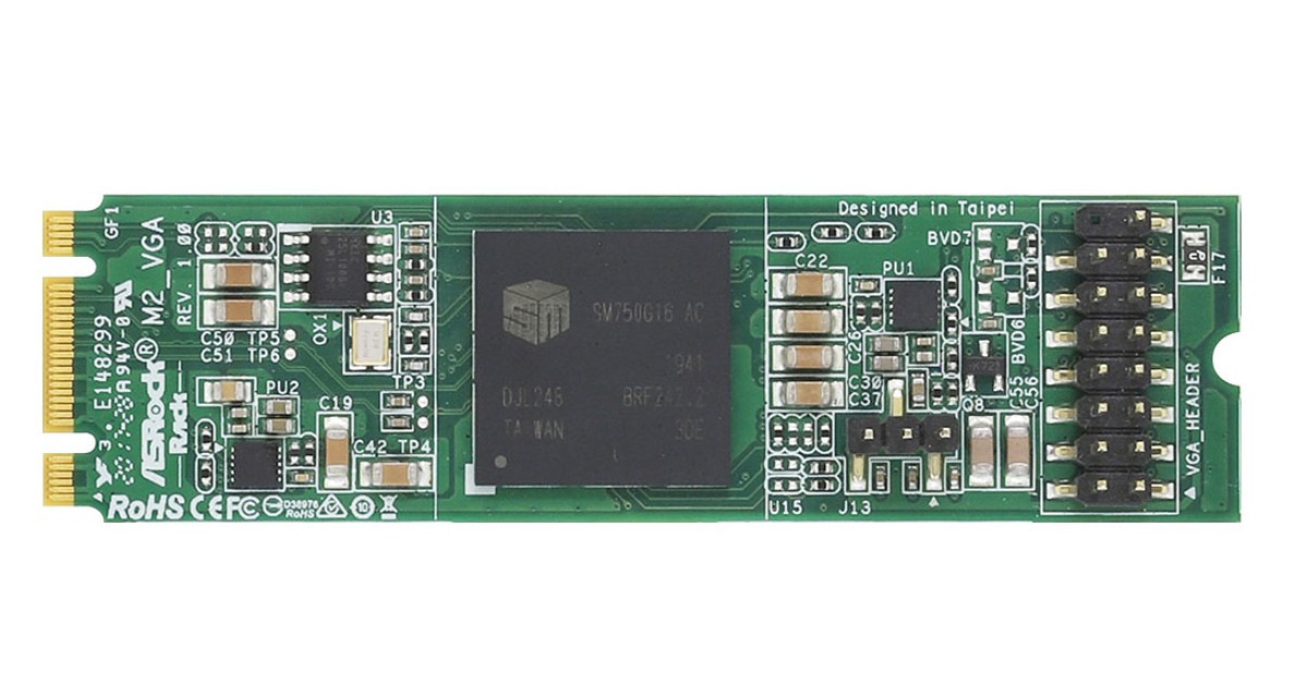 ASRock Rack M2_VGA - karta graficzna montowana w gnieździe dla dysków SSD ASRock Rack M2_VGA - karta graficzna montowana w gnieździe dla dysków SSD