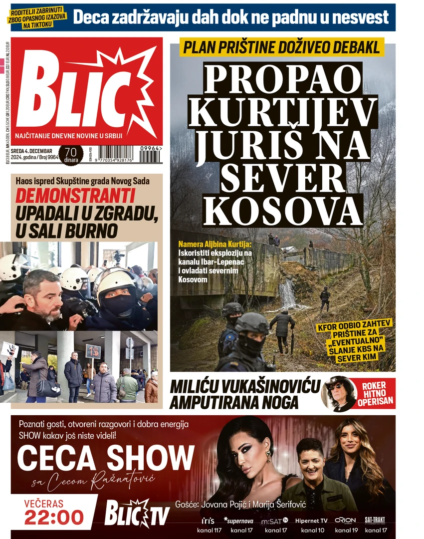 Naslovna strana za 4.12. - Blic