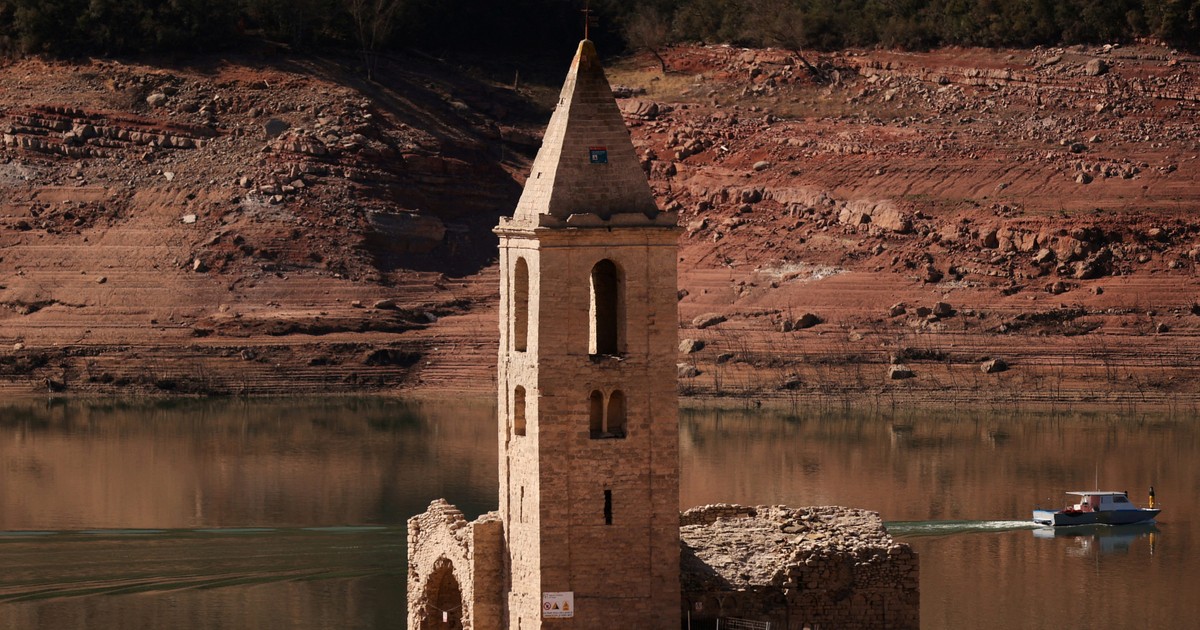 A drowned 1,000-year-old church has remerged from below the waters of a ...