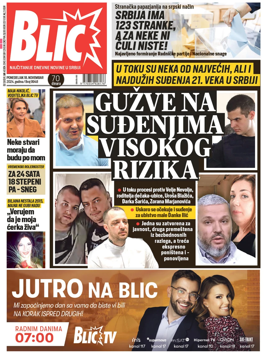 Naslovna strana za 18.11. - Blic
