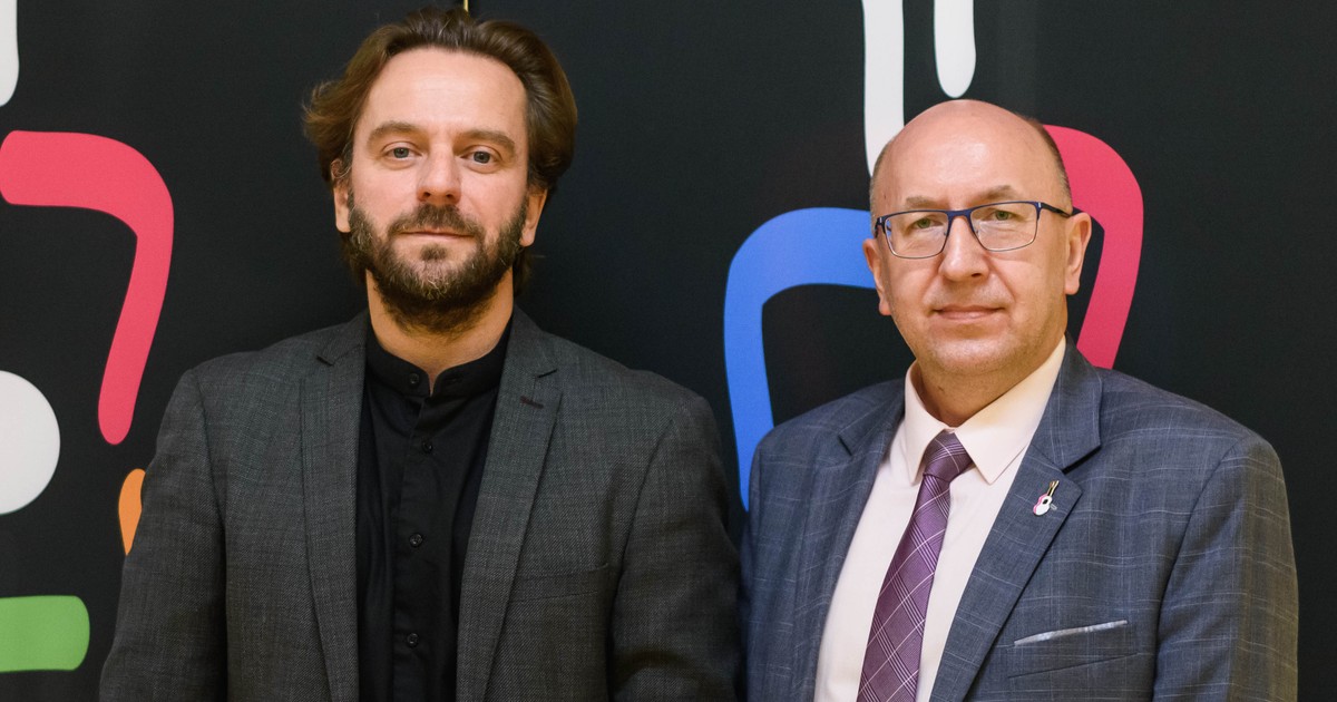 Marek Nosal, dyrektor artystyczny Śląskiej Jesieni Gitarowej, i Marcin ...