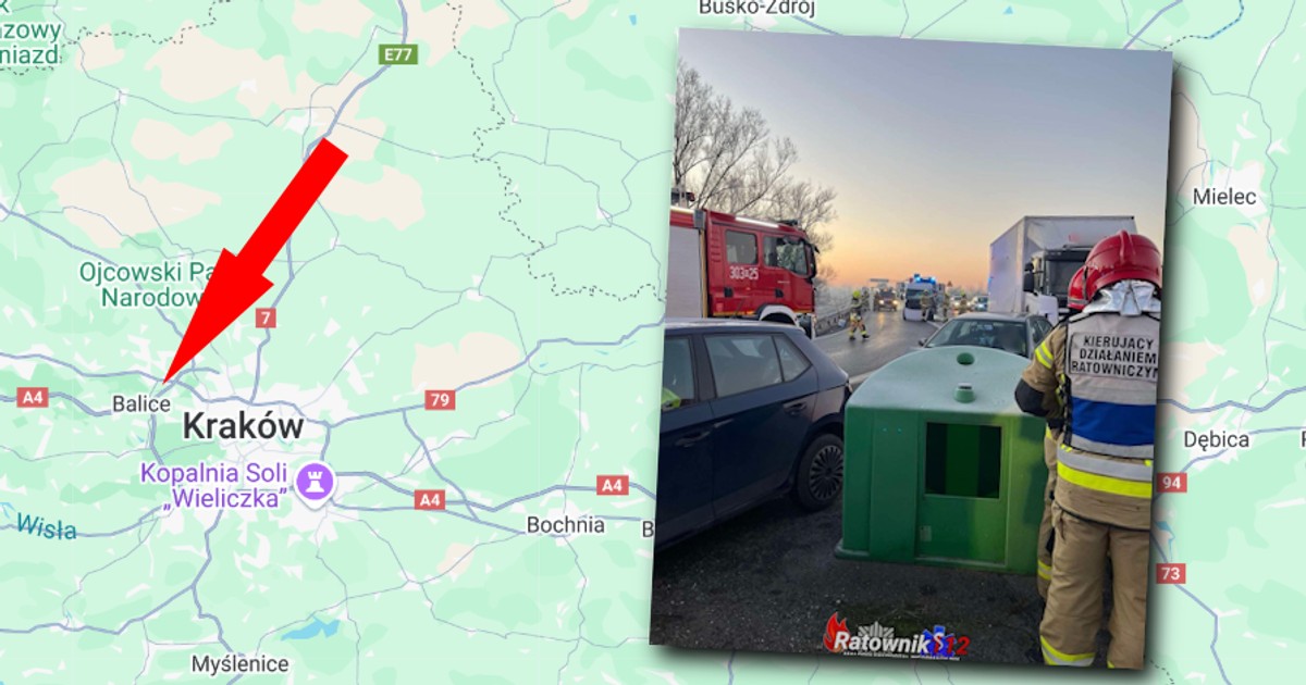 Karambol na A4 przy krakowskim lotnisku. Zderzyło się aż dziewięć pojazdów - Wiadomości