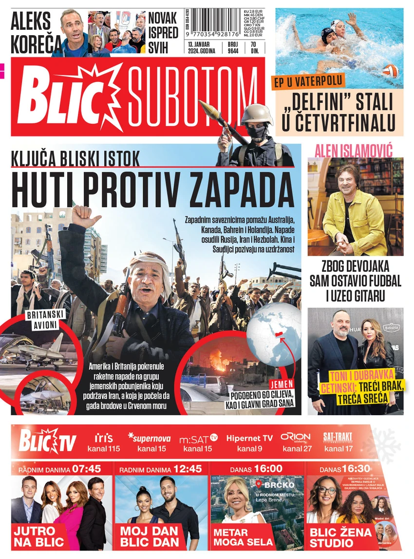 Naslovna strana za 13.1. - Blic