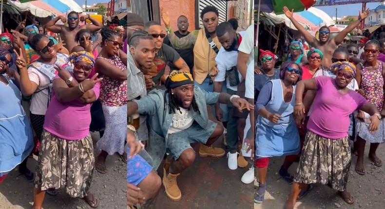 Burna Boy shows love to Ghanaian market women dancing to his song ...