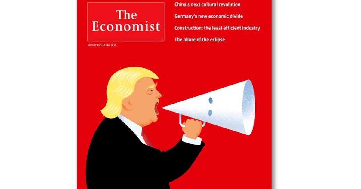 The Economist's latest cover depicts Trump shouting through a megaphone ...