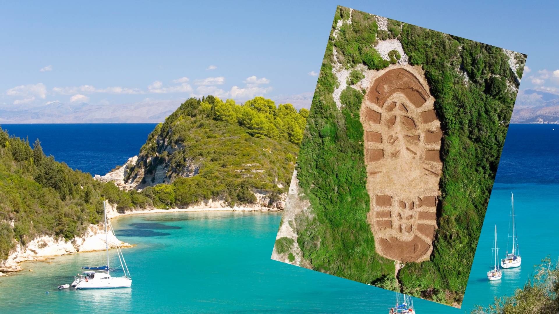 Wielki ślad buta w Grecji. Przypomina, jak człowiek niszczy przyrodę ...