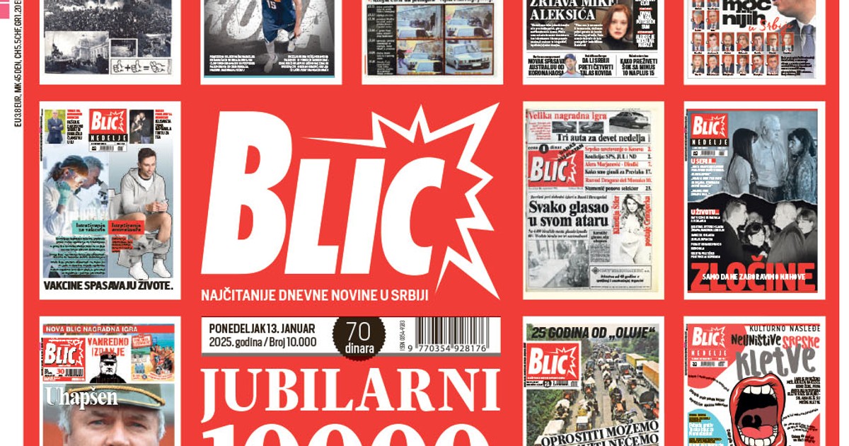 Naslovna strana za 13.1. - Blic