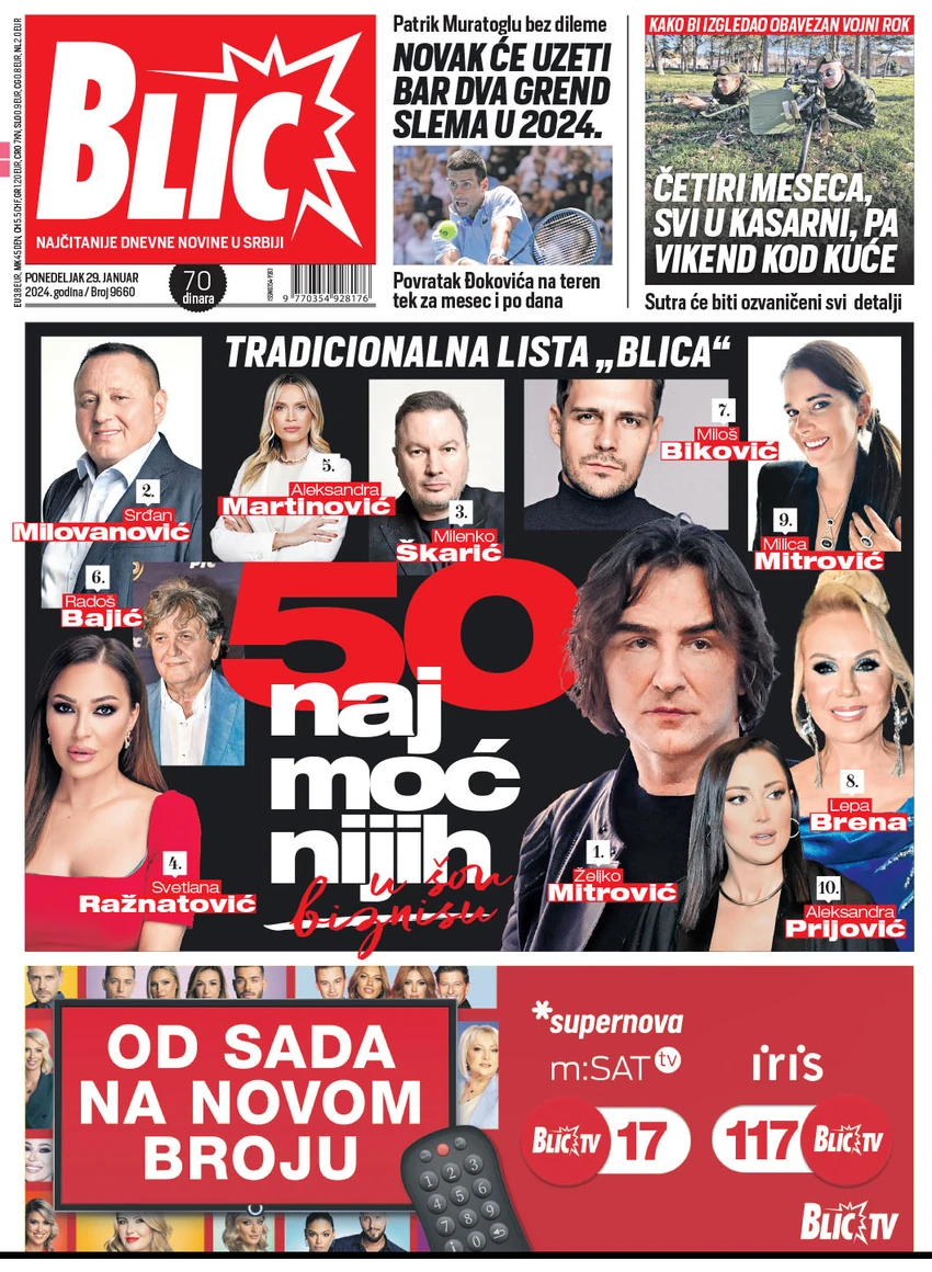 Naslovna strana za 29.1. - Blic