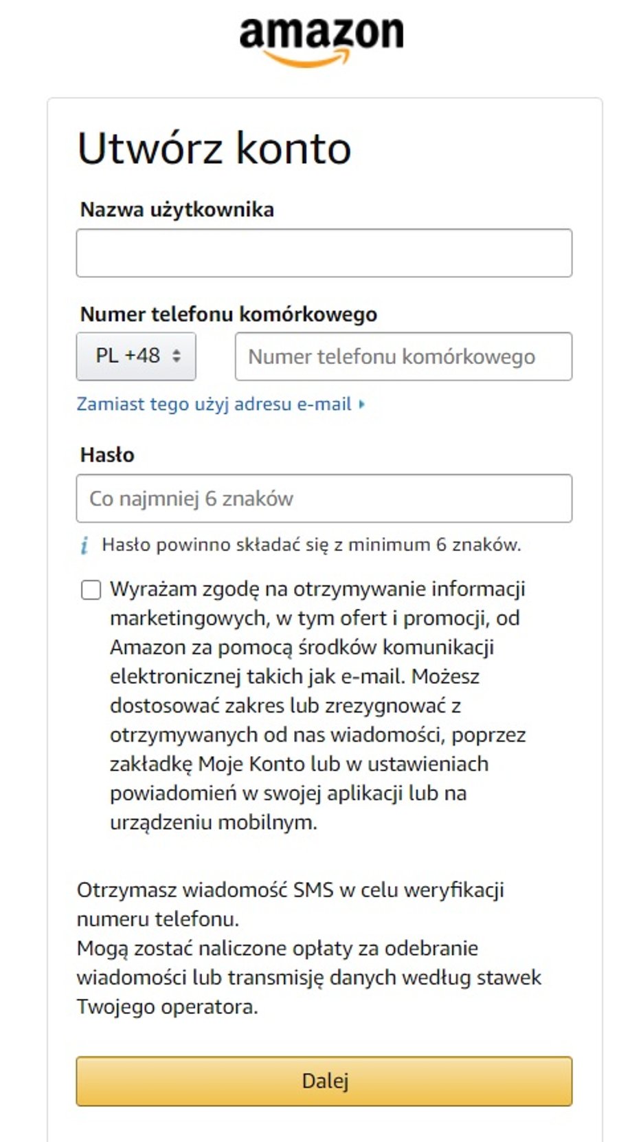 Amazon Polska jak zrobić zakupy, logowanie, koszty dostawy