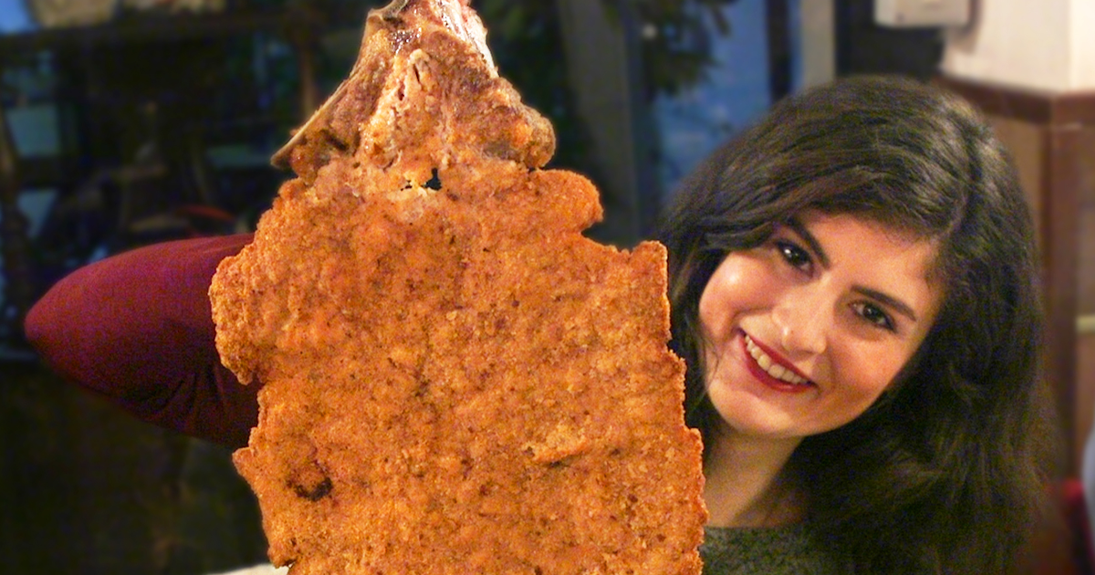 We tried to finish Milan’s famous "elephant ear" fried meat chop ...