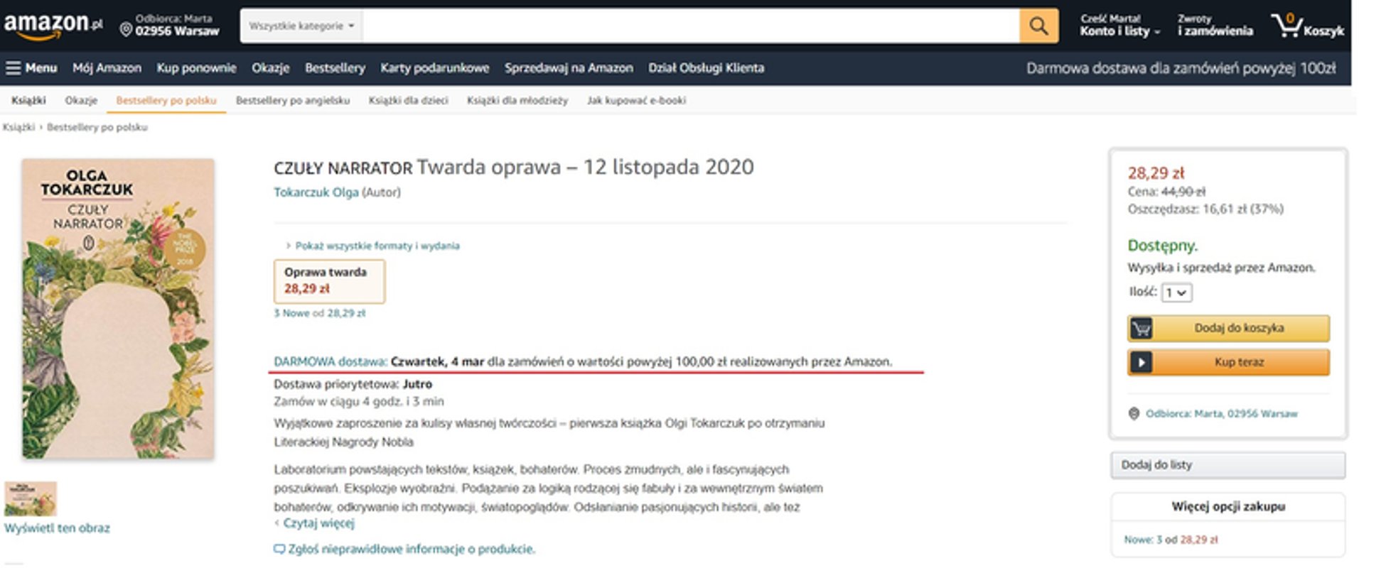 Amazon Polska jak zrobić zakupy, logowanie, koszty dostawy