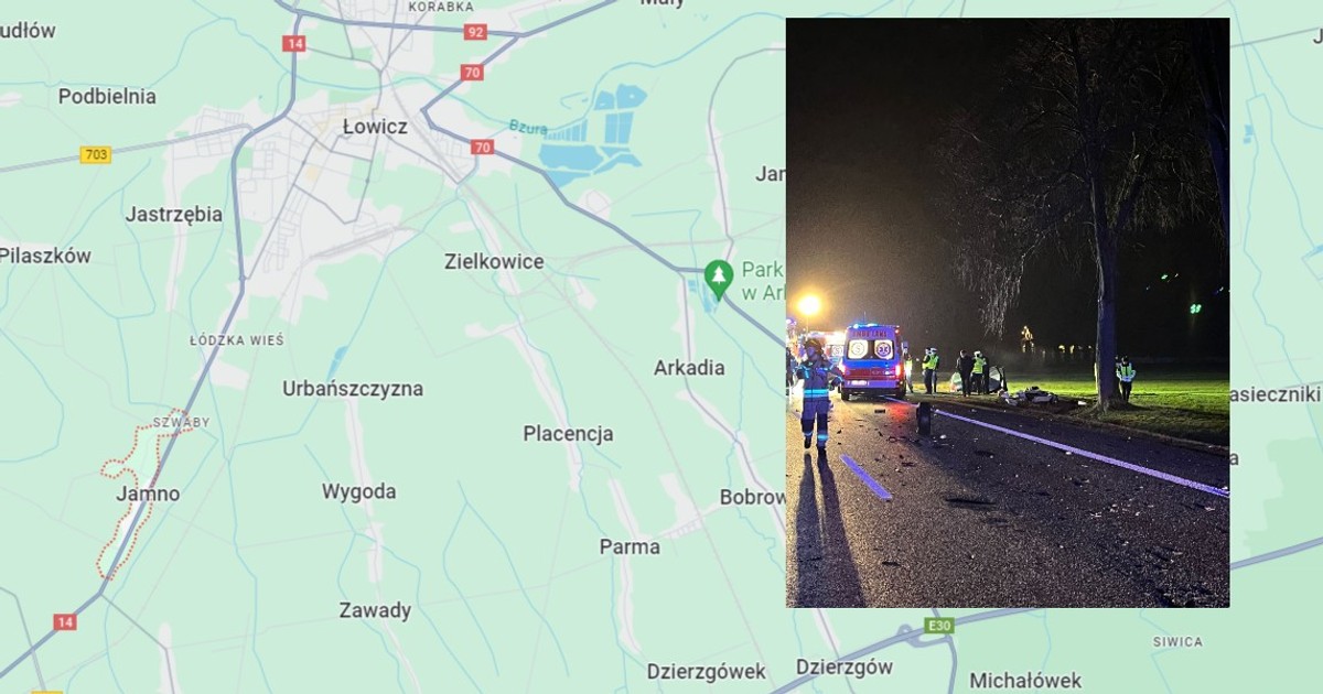 Zderzenie trzech aut pod Łowiczem. Są ranni - Wiadomości