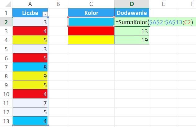 Cel - Excel! #4: Sumowanie po kolorze