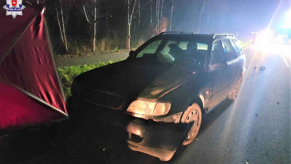 Pieszy wszedł na jezdnię bez odblasków. Kierowca nie mógł go zauważyć