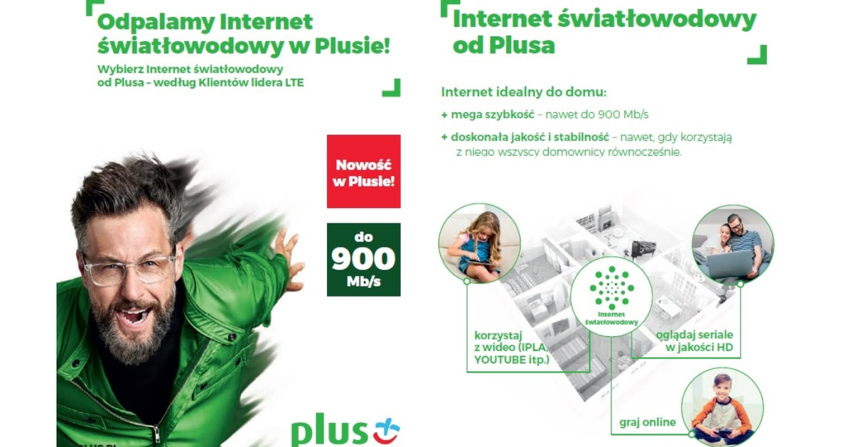 Internet światłowodowy już dostępny w ofercie Plusa Internet światłowodowy już dostępny w ofercie Plusa