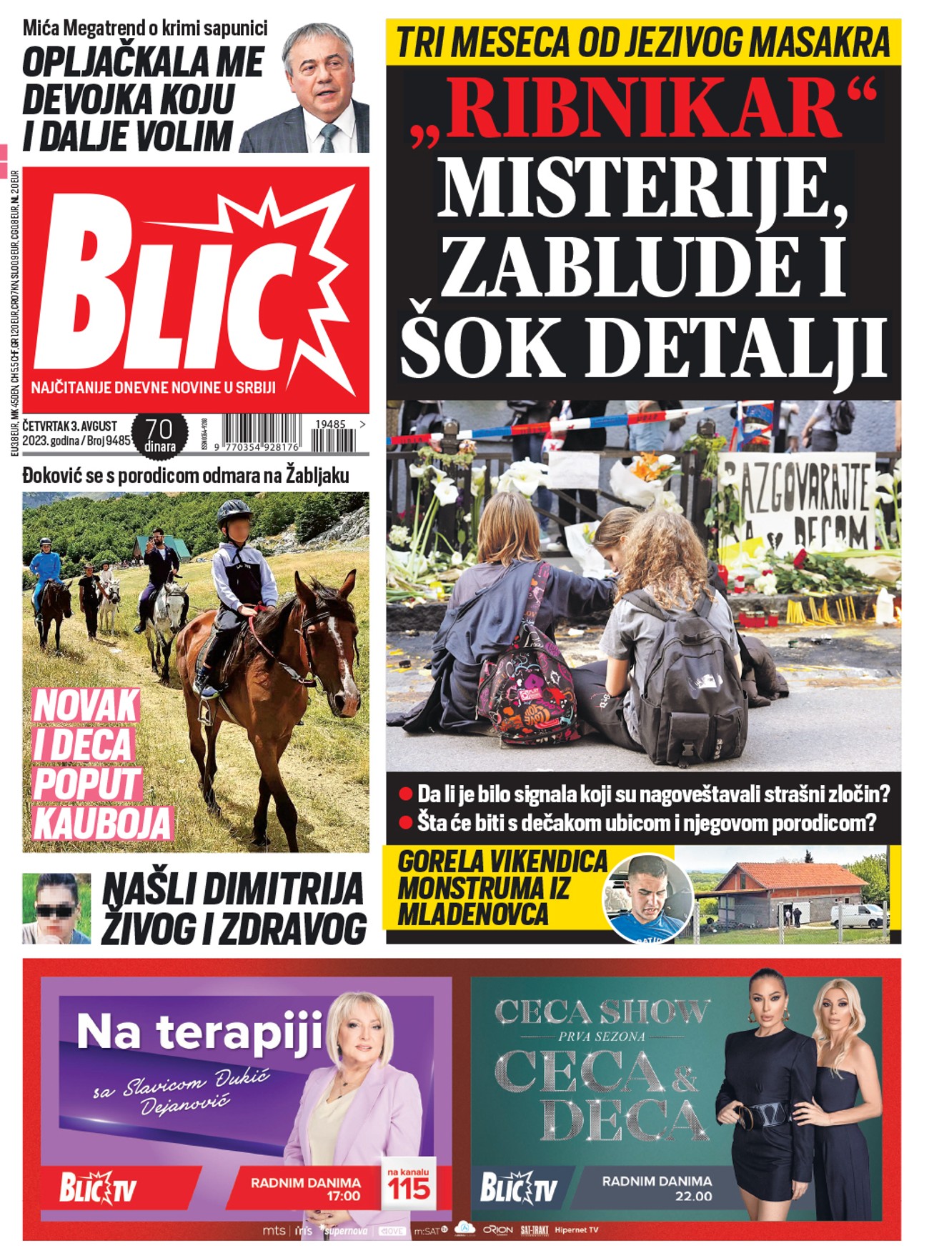 Naslovna strana za 3.8. - Blic