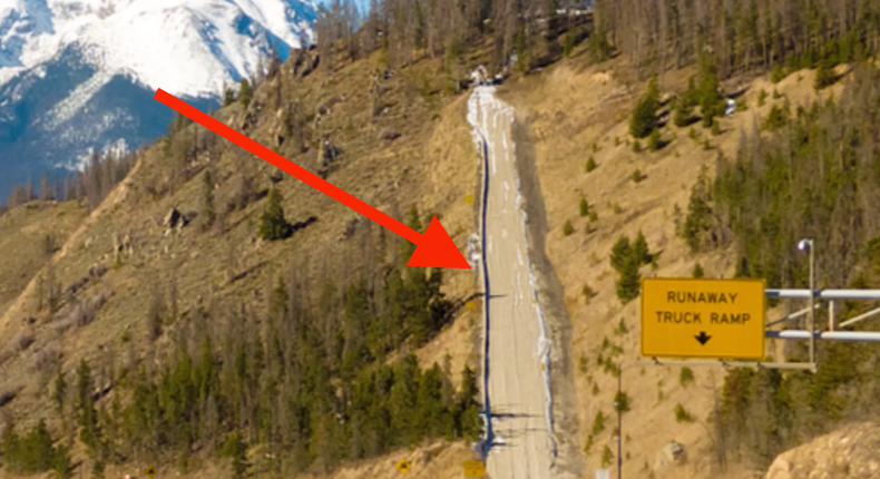 How truck escape ramps are used on steep roads to stop runaway vehicles ...