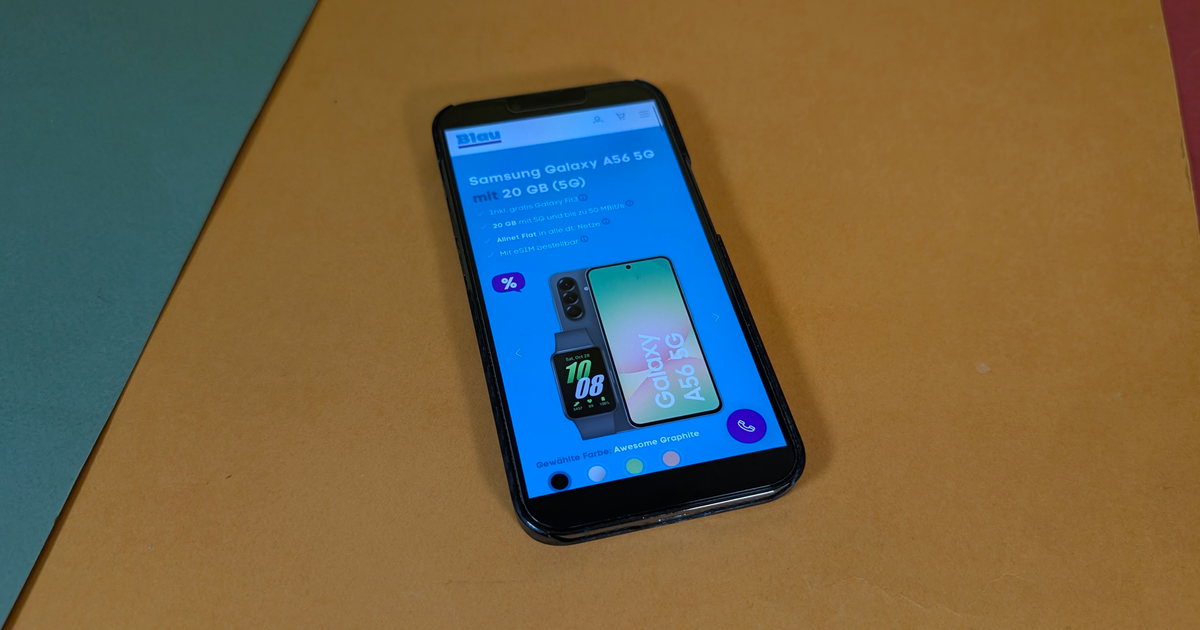 Samsung Galaxy A56 5G mit Smartwatch und 20-GB-Tarif bei Blau für 21,99 ...