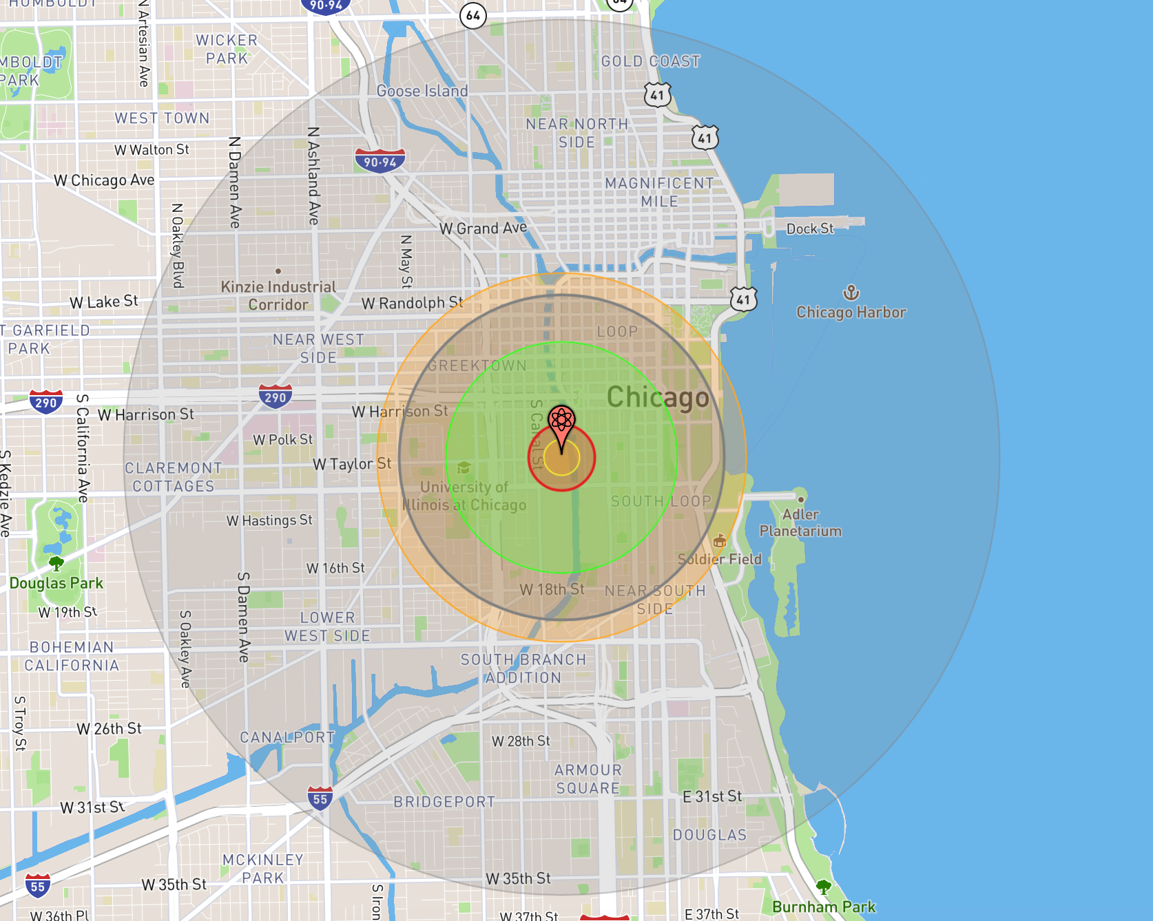 A nuclear attack would most likely target 1 of 6 US cities. Simulated ...