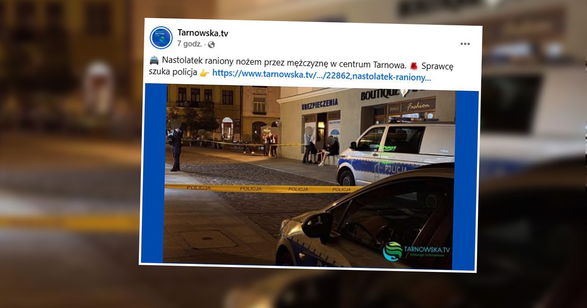 Atak nożownika w Tarnowie: 17-latek w szpitalu, sprawca zatrzymany