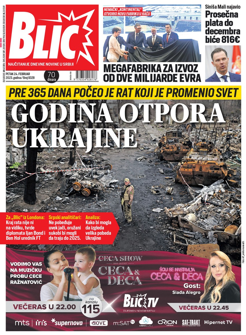 Naslovna za 24.2. - Blic