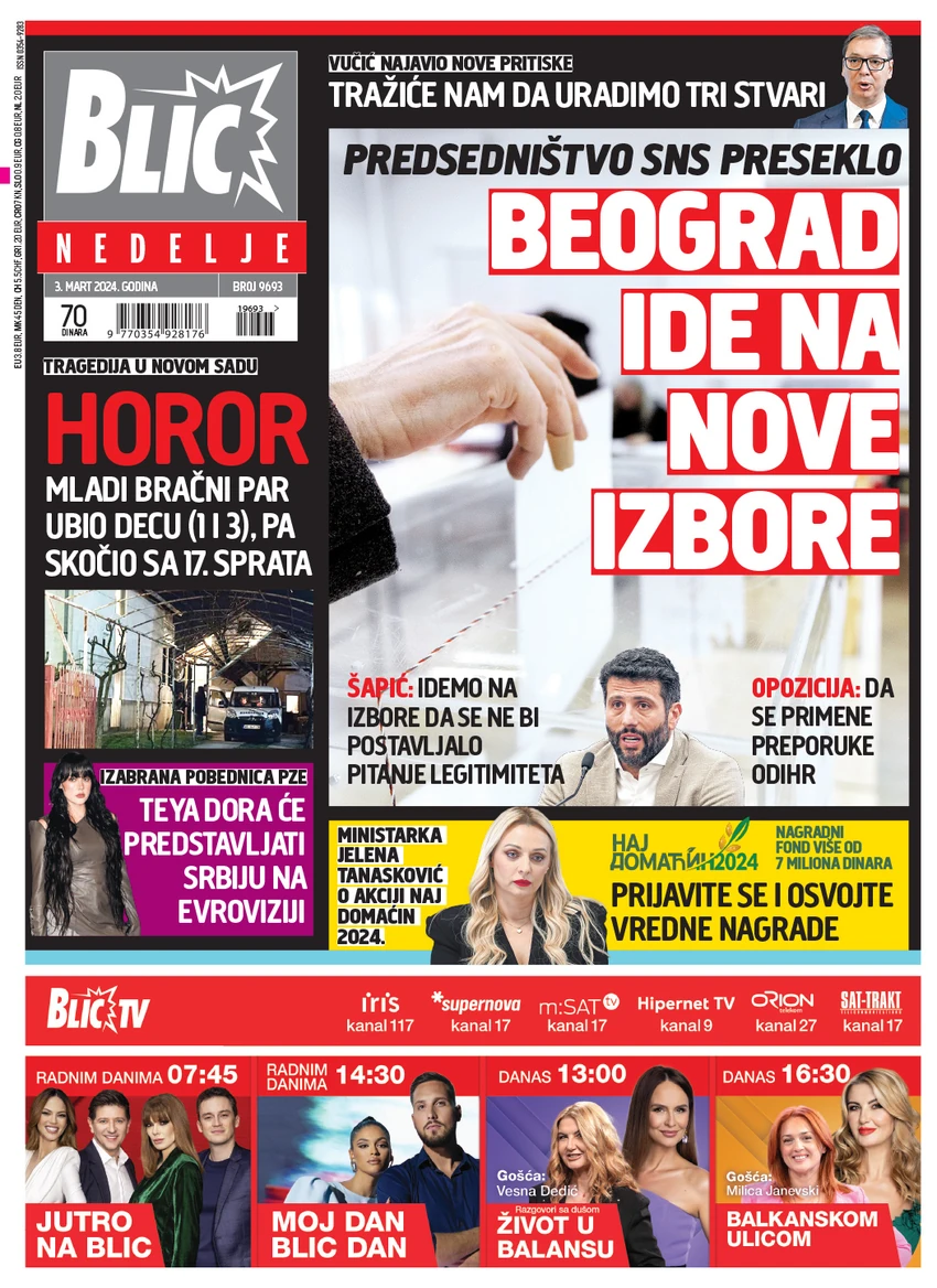 Naslovna strana za 3.3. - Blic