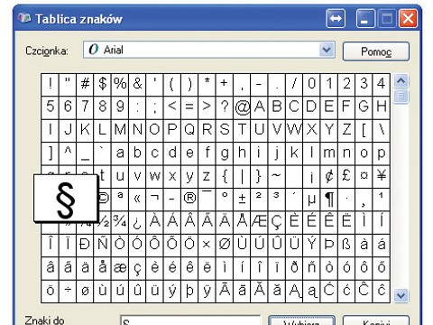 Wprowadzanie nietypowych znaków