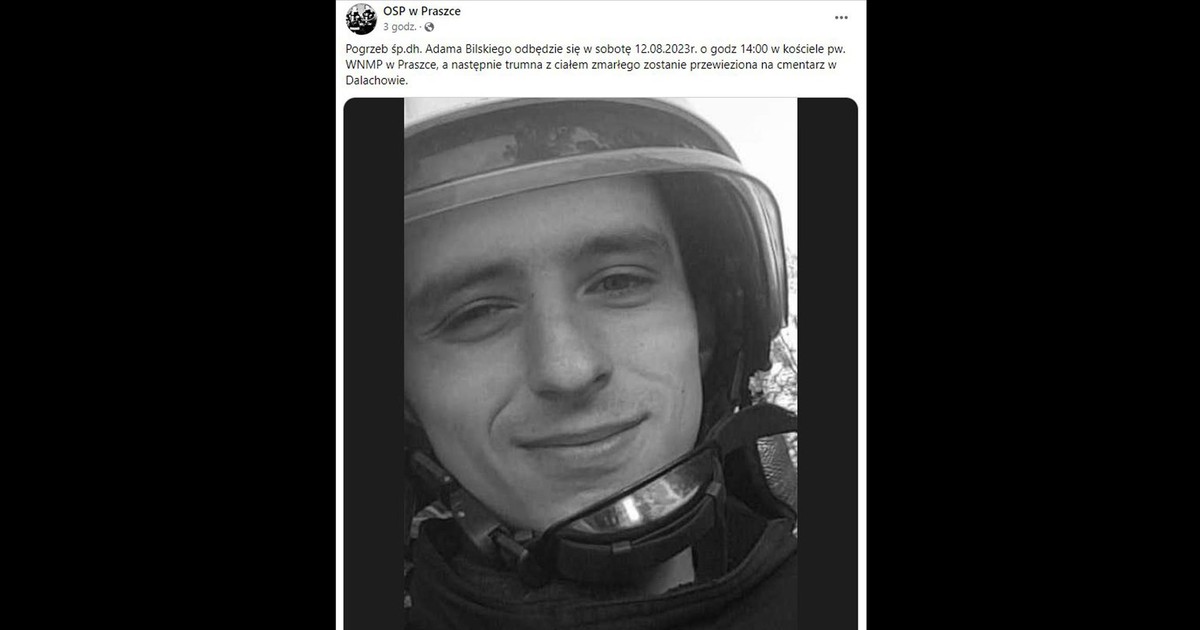 Opolszczyzna. Adam Bilski młody strażak z Praszki nie żyje. Miał 29 lat