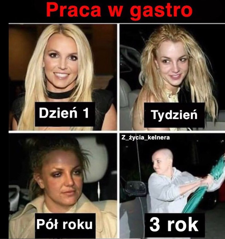 Memy o pracy w gastronomii. - Kobieta