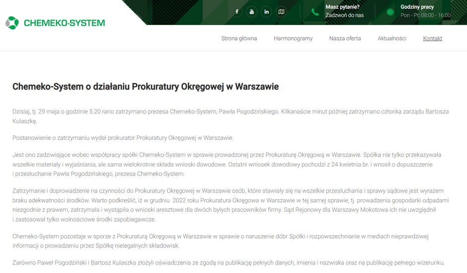 Prezes Chemeko-System zatrzymany. "To uderzenie prokuratury w wizerunek ...