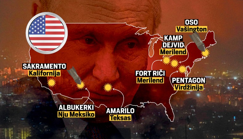 Šta bi Rusija gađala u Americi u slučaju nuklearnog: Rata!? Mapa pokazuje moguće Putinove mete ...