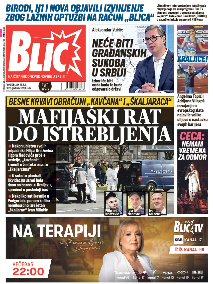 Naslovna strana za 21.7. - Blic