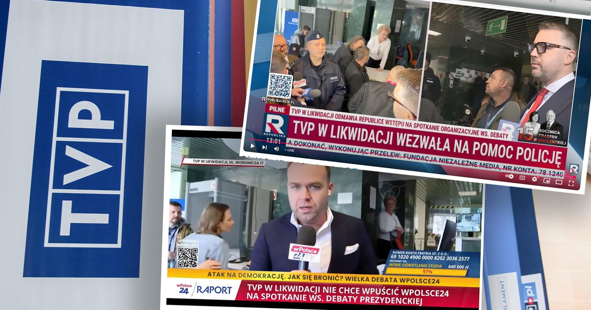 Debata w Końskich. Awantura w TVP. TV Republika i wPolsce24 siłą chcieli wejść na spotkanie