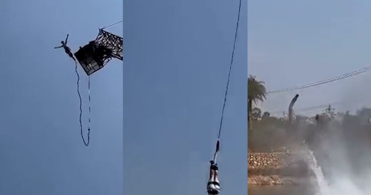 Video shows scary moment when a bungee jumper's cord snapped, sending ...
