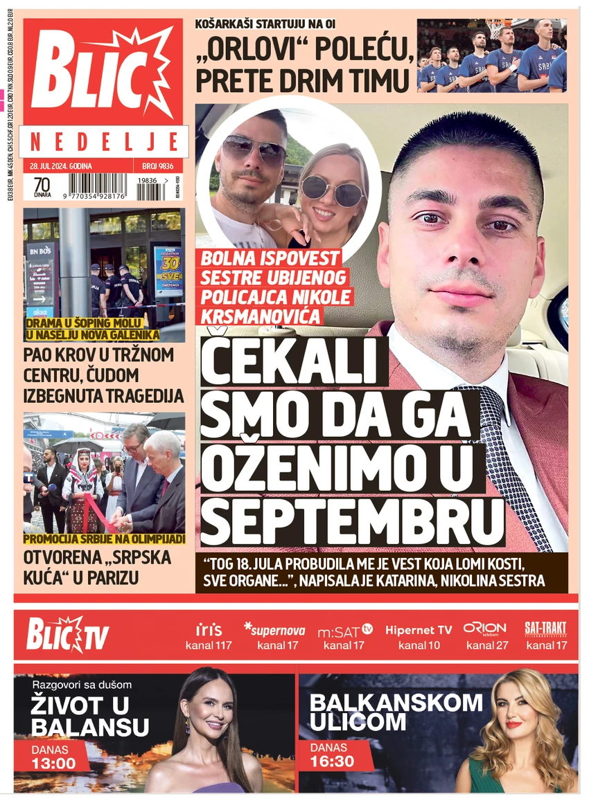 Naslovna strana za 28.7. - Blic