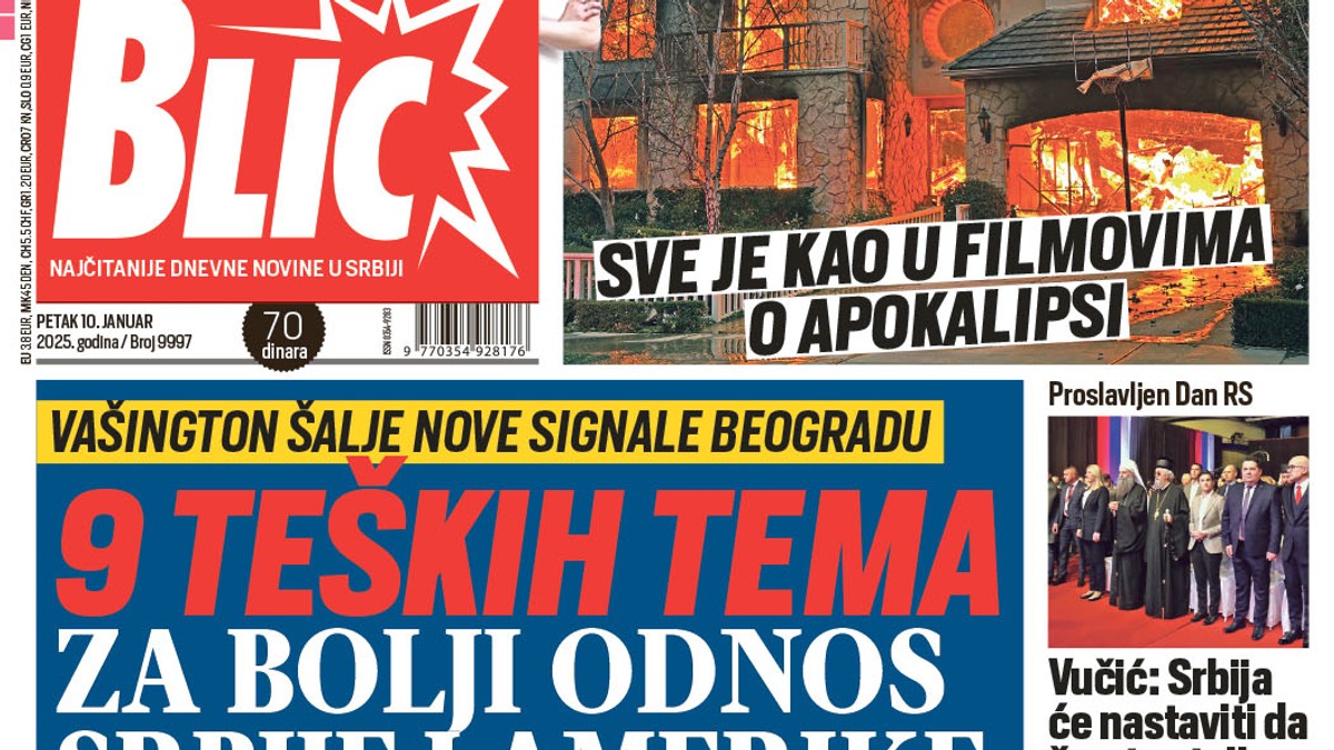 Naslovna strana za 10. 1. - Blic
