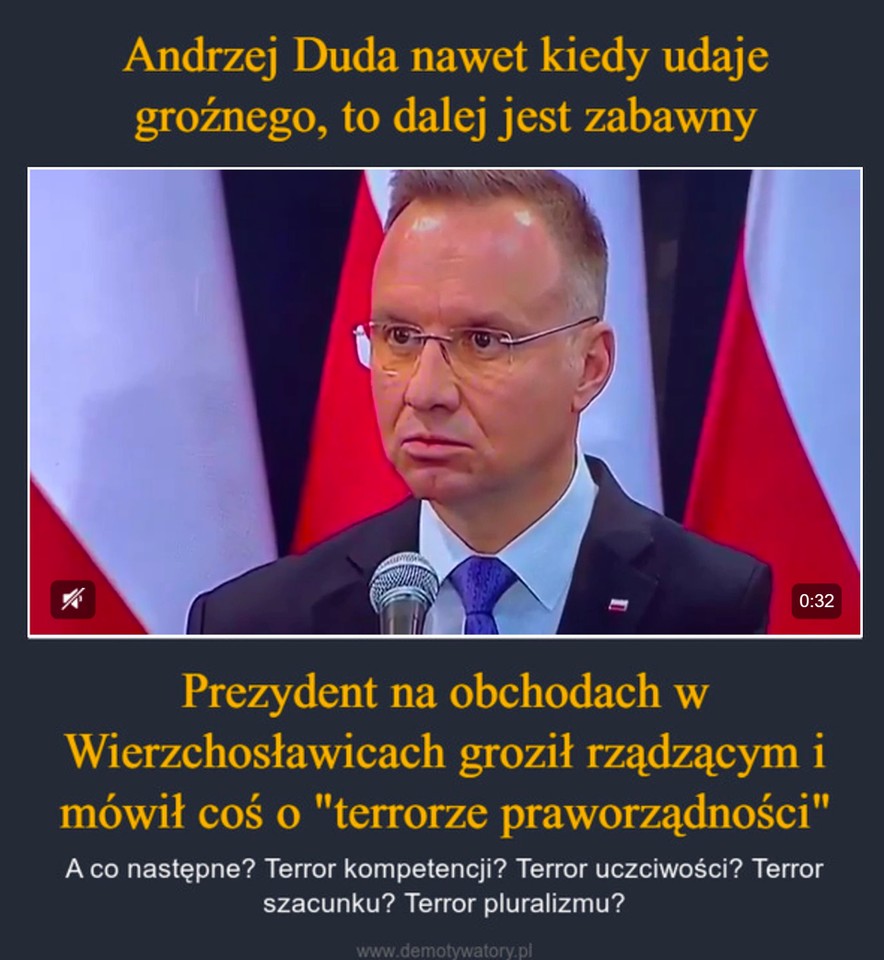Andrzej Duda mówił o "terrorze praworządności". Internauci mają ubaw ...