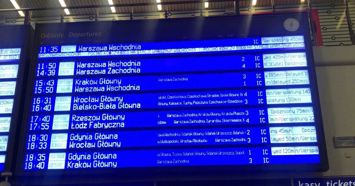 Paraliż na Dworcu Centralnym w Warszawie. Kilkugodzinne opóźnienia pociągów - Wiadomości