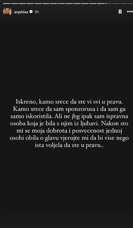 Anja Bla o raskidu od Bake Praseta: "Kamo sreće da sam sponzoruša i da ...