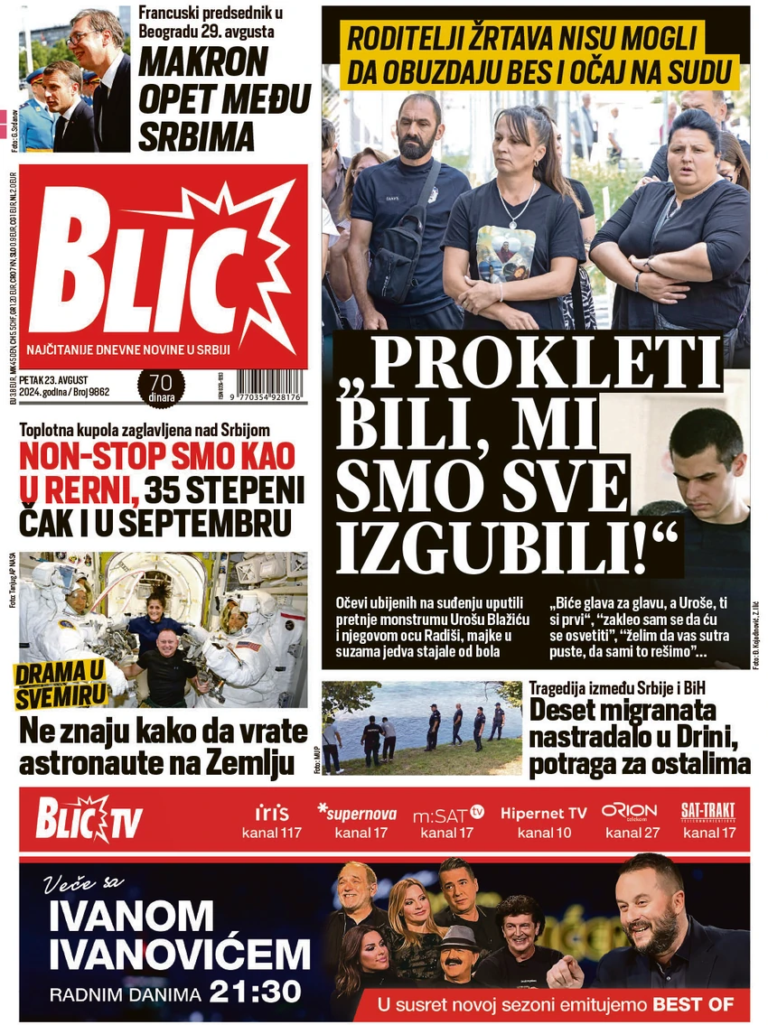 Naslovna strana za 23.8. - Blic