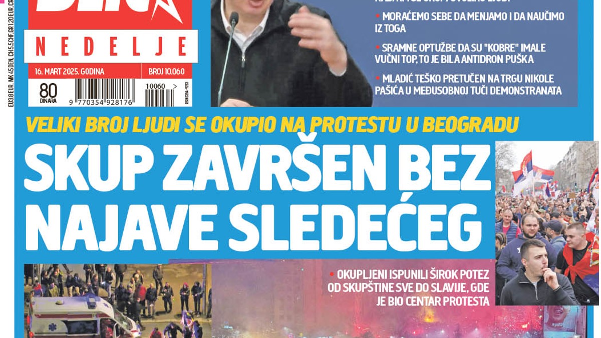 Naslovna strana za 16.3. - Blic