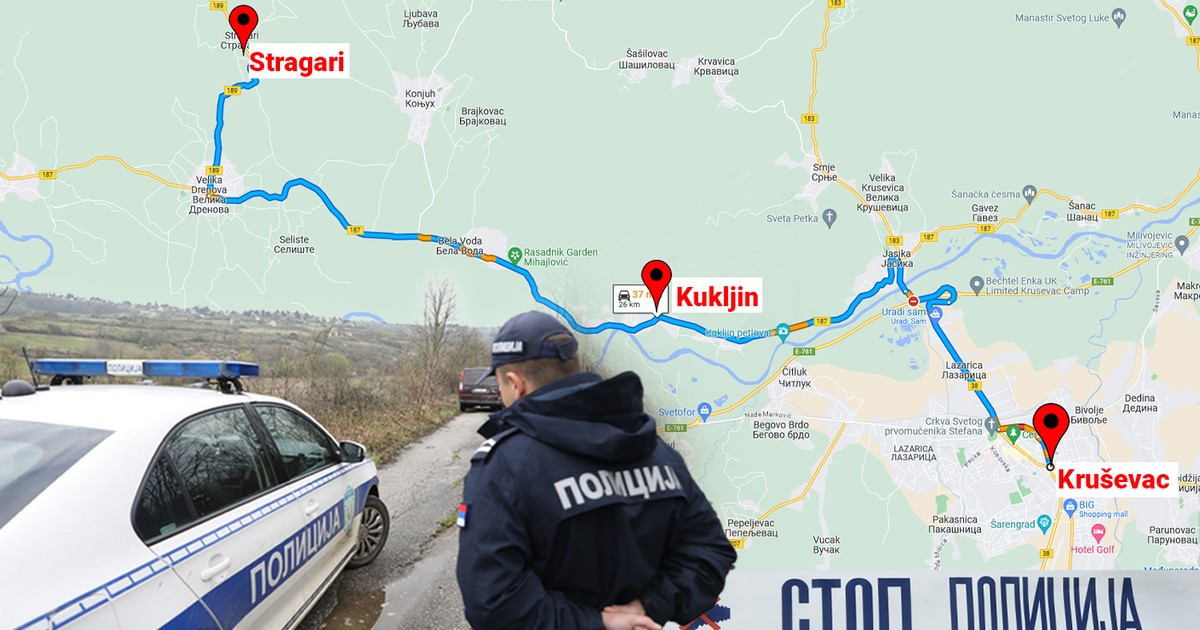 Mapa kretanja ubice iz Kruševca: Pucao ljubavnici u glavu, ubio suprugu pa se odvezao 40 ...