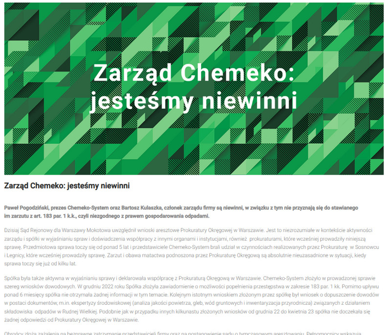 Kto roztaczał polityczny parasol ochronny nad śmieciową spółką Chemeko ...