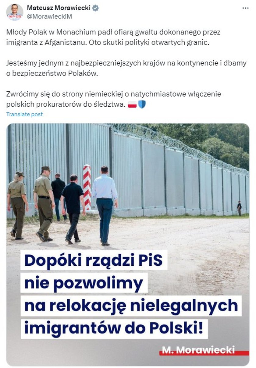 Gwałt na Polaku w Monachium. Mateusz Morawiecki nie złożył ważnego wniosku Gwałt na Polaku w Monachium. Mateusz Morawiecki nie złożył ważnego wniosku