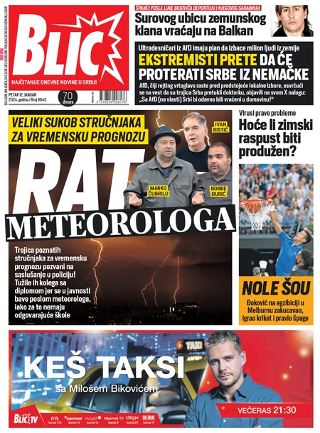 Naslovna strana za 12.1. - Blic