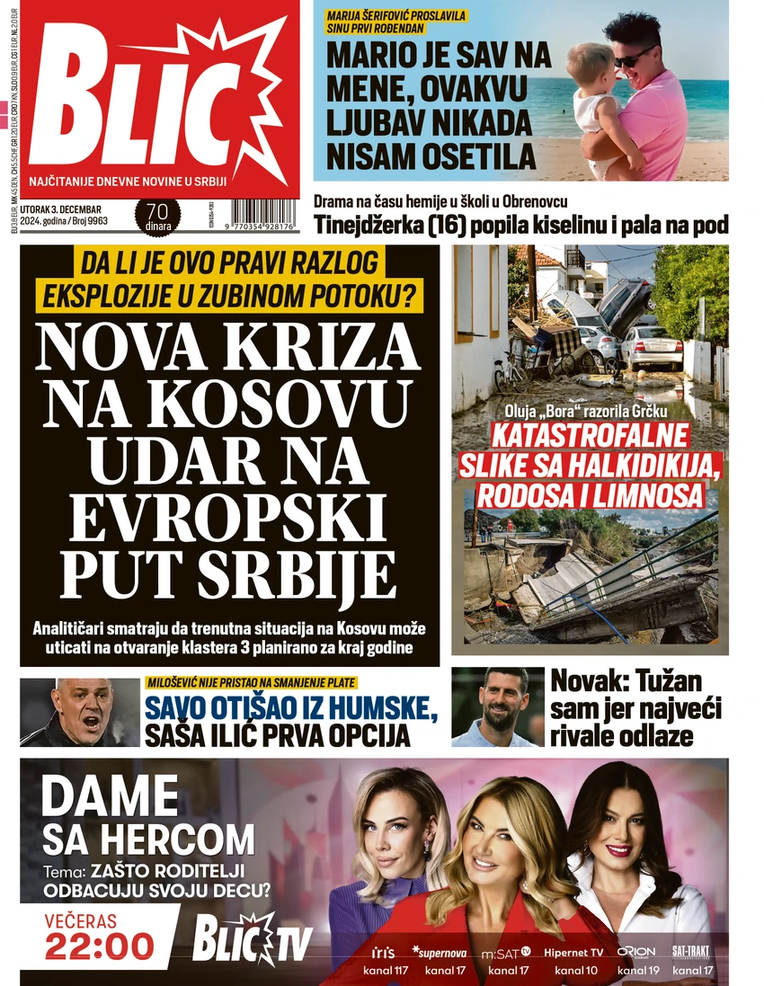 Naslovna strana za 3.12. - Blic