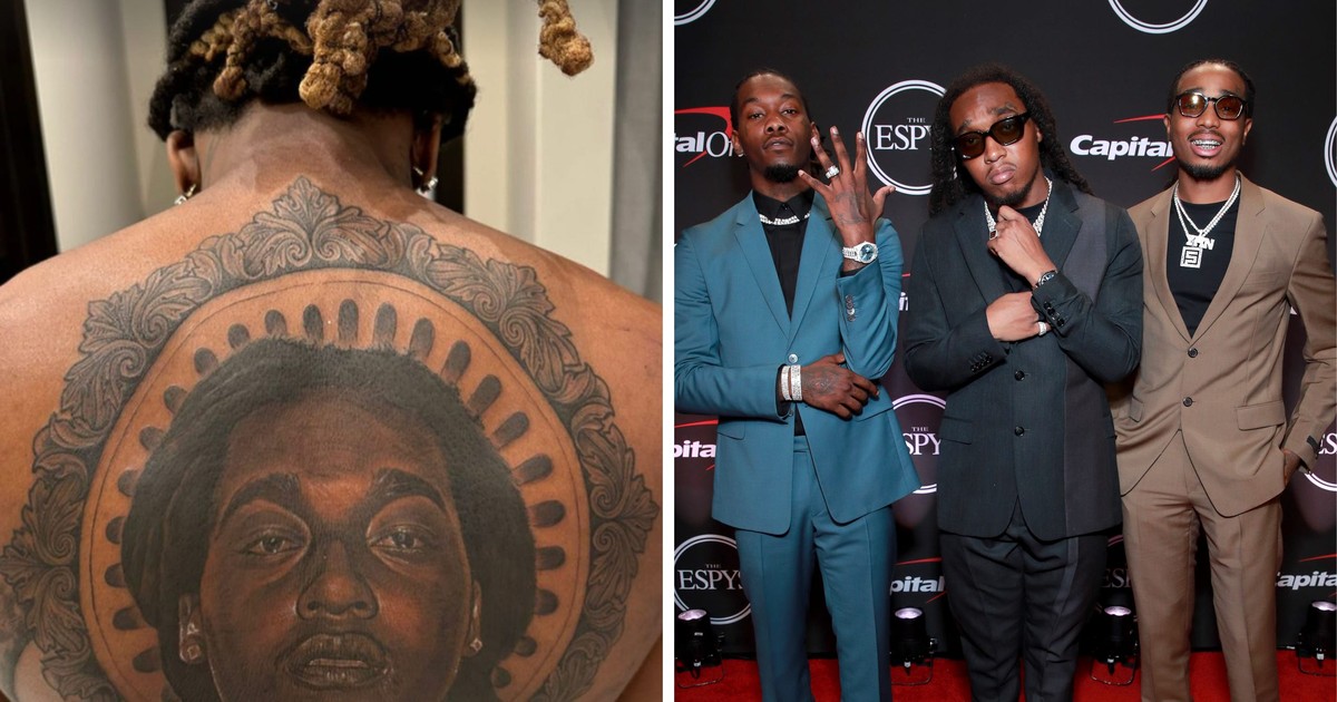 Offset revealed a large back tattoo tribute to late cousin and Migos ...