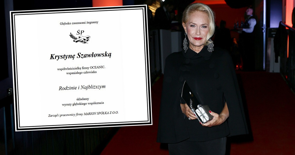 Krystyna Szawłowska nie żyje. Była współzałożycielką słynnej firmy ...