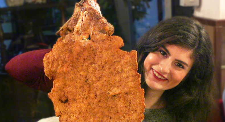 We tried to finish Milan’s famous "elephant ear" fried meat chop ...