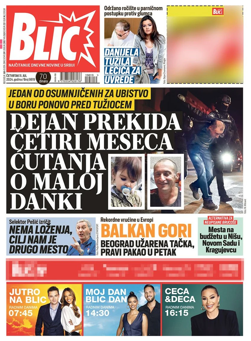 Naslovna strana za 11.7. - Blic